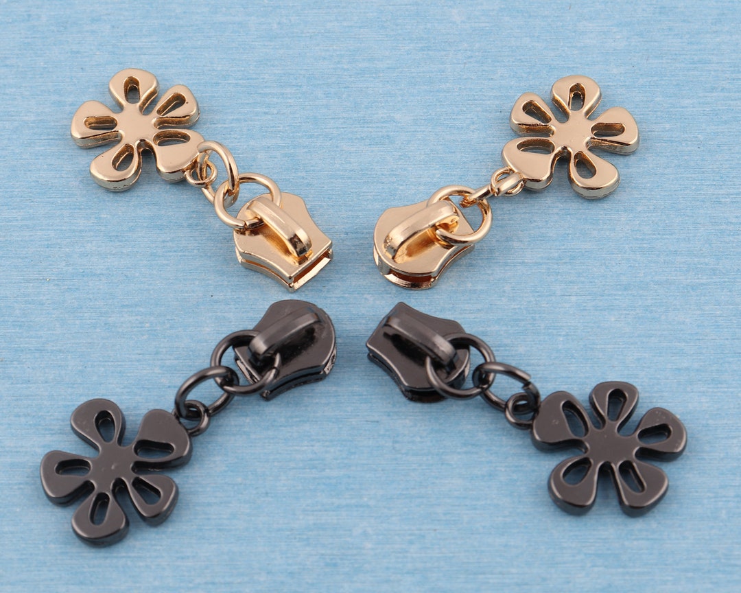 Flower Zipper Pull: Metal Zipper Slider Head (2-5-10 Pcs) - Etsy