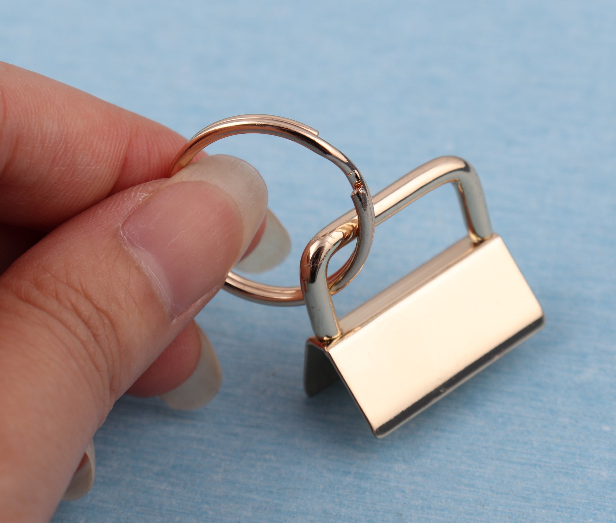 Light Gold Metal Webbing End Clip With Key Ring - 27mm, 10 Sets - Etsy