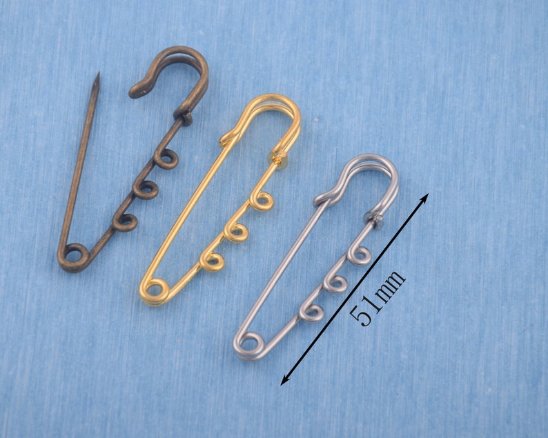 2 Inch Length Three Loop Safety Pin 51mm Antique Brass Plaid - Etsy