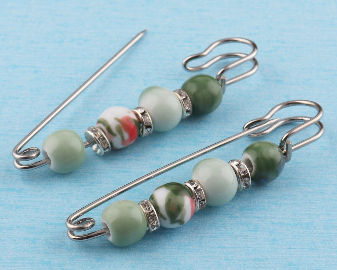 2-4-10pcs Beads Safety Pins1572mm Brooch Safety Pins With | Etsy