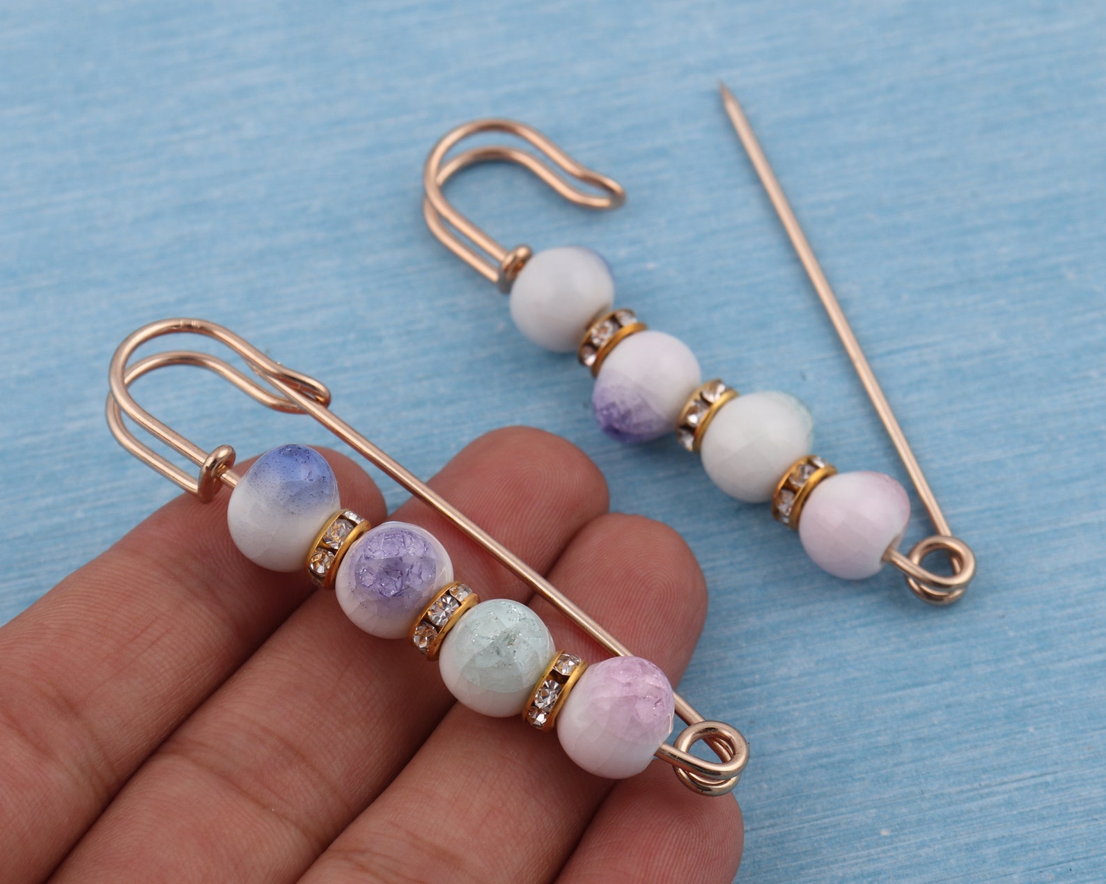 2-4-10pcs Beads Safety Pins1572mm Brooch Safety Pins With | Etsy