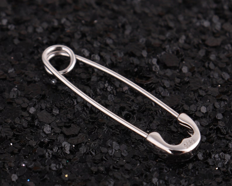 S925 Silver Safety Pin Earrings30mm Length Sterling Silver | Etsy