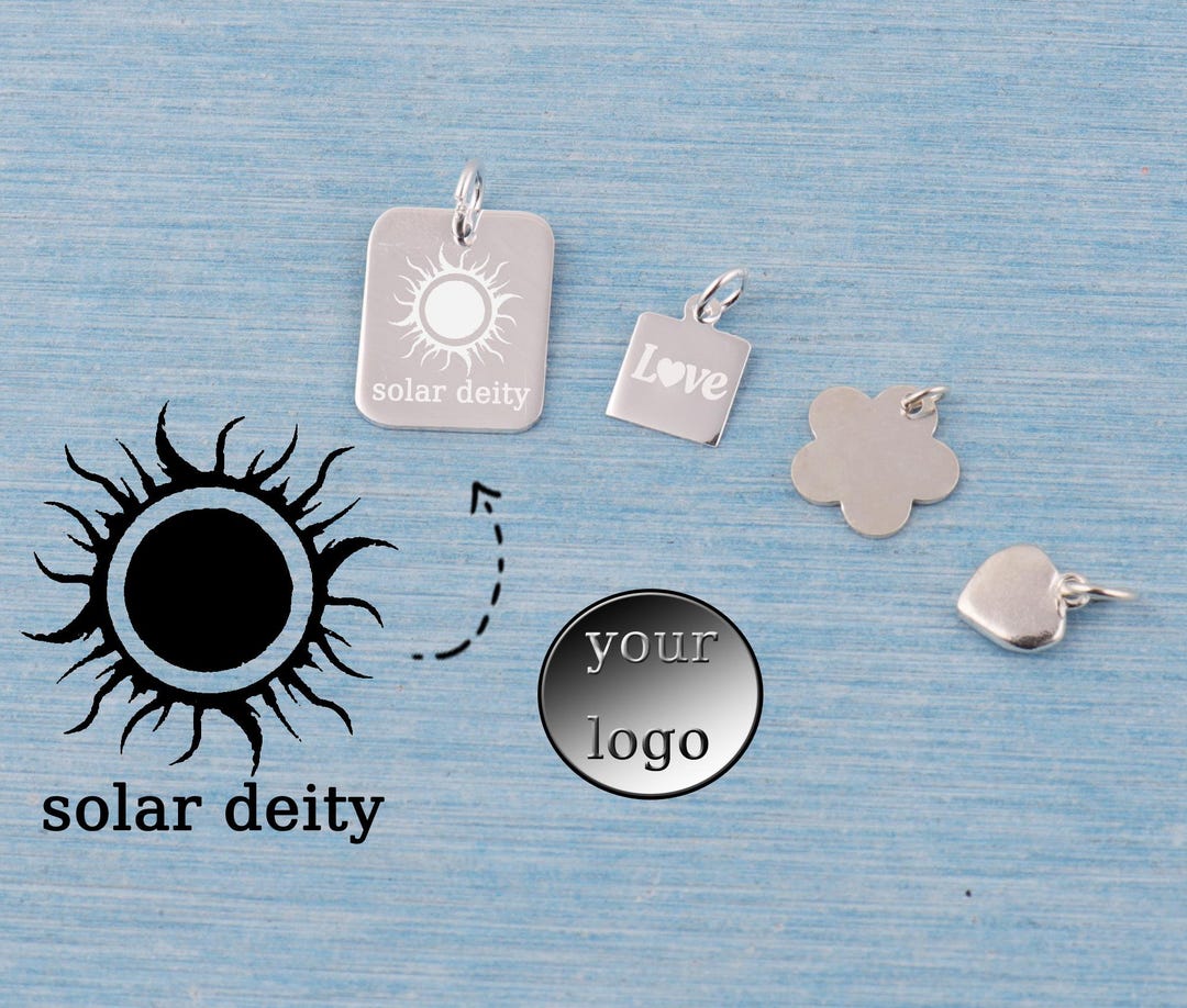Personalized Laser Engraved Logo Tags: S925 Sterling Silver Round Tags ...