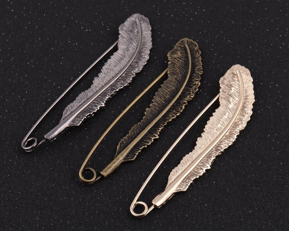 90mm Length Feather Safety Pinsantique Brass Brooch Pins | Etsy
