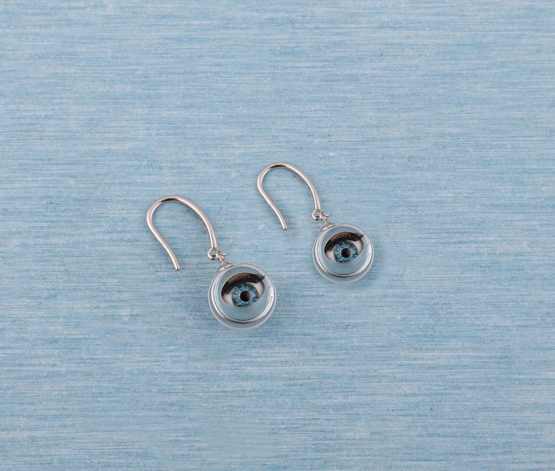 11mm Blinking Sleeping Pure Silver Doll Eye Earrings Moving Eye ...