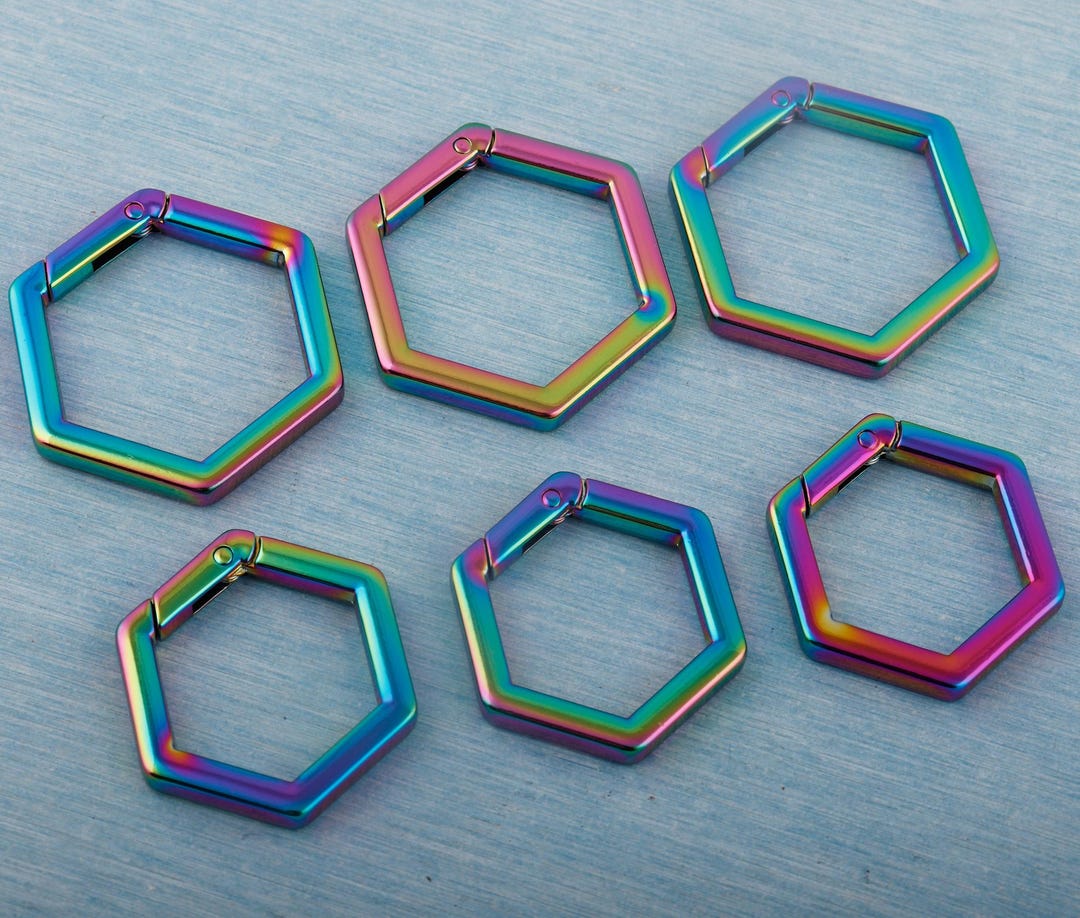 Rainbow Hexagon Carabiner Clip: Bag Strap Fastener, 29/36mm - Etsy