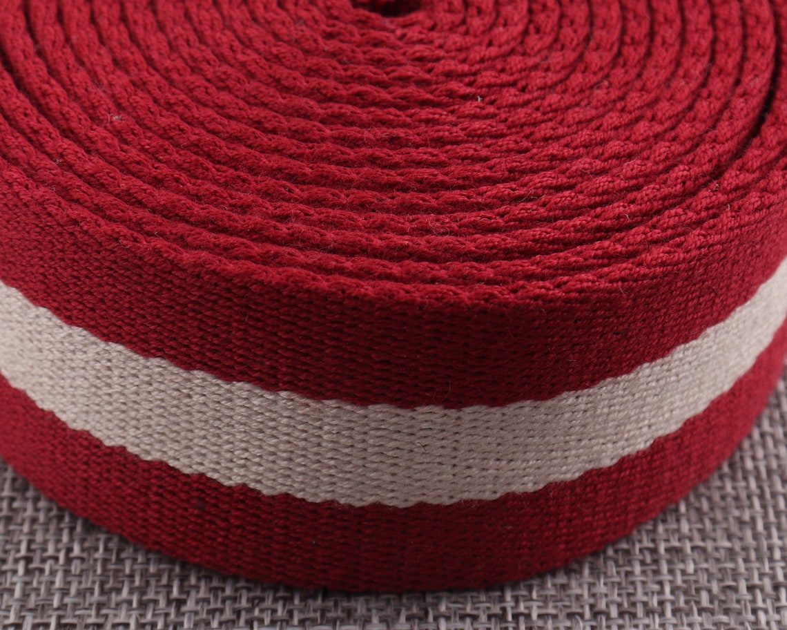 Red White Stripe Cotton Webbing: 38mm Knit Tape Ribbon - Etsy