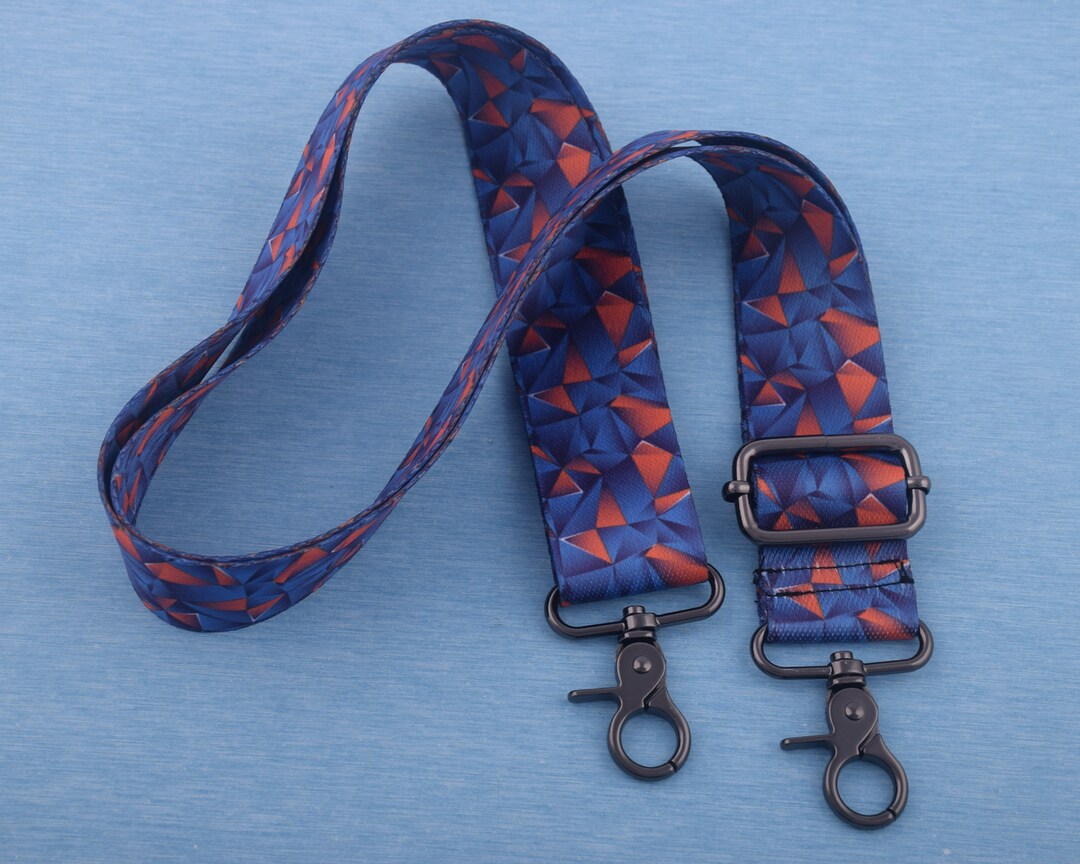 1.5" Custom Adjuster Bag Strap,38mm Width Blue Orange Geometric Pattern ...
