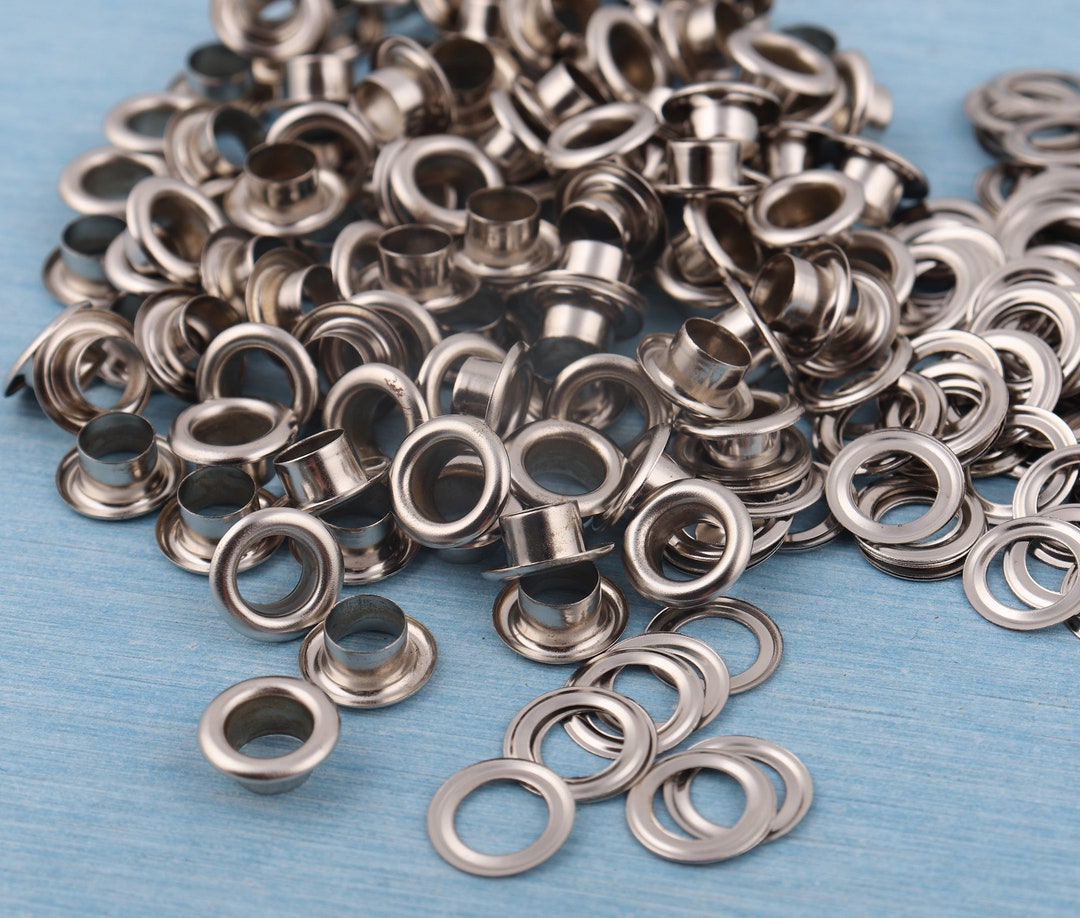 100 Silver Metal Eyelets With Washers: 6mm DIY Grommets - Etsy