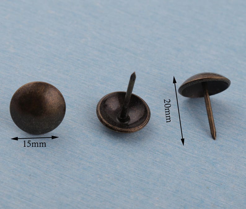 Antique Brass Upholstery Tacks: Round Head Decorative Nails (15x20mm ...