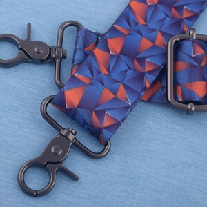 1.5" Custom Adjuster Bag Strap,38mm Width Blue Orange Geometric Pattern ...