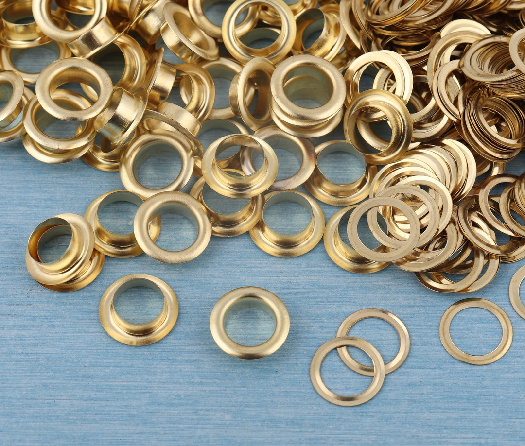 100pcs Metal Eyelet With Washer,8mm Hole Round Eyelets Grommets ,gold ...