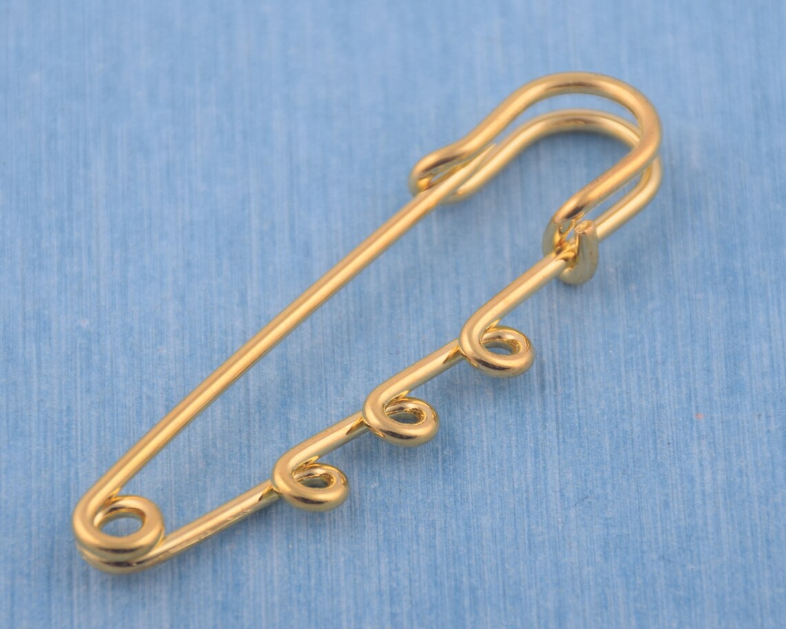 2 Inch Length Three Loop Safety Pin 51mm Antique Brass Plaid - Etsy