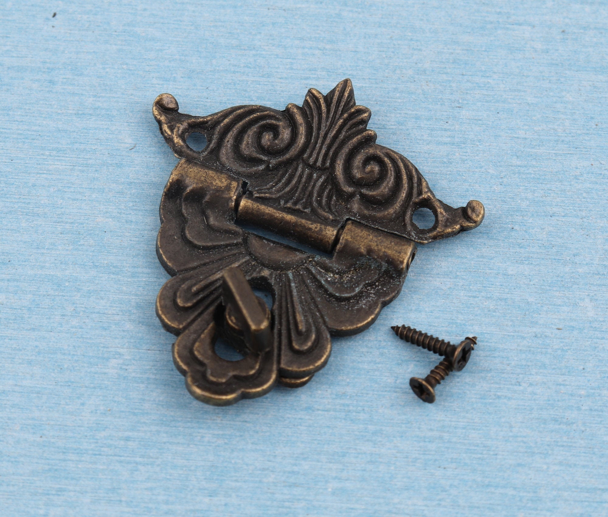 Antique Brass Box Latch: Ornate Iron Jewelry Chest Lock (48x45mm) - Etsy
