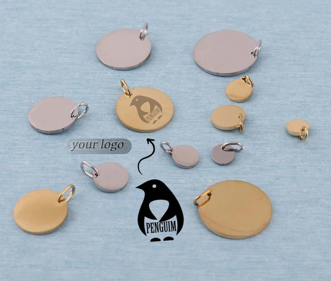 Personalized Laser Engraved Logo Tags:round Mini Metal Jewelry Charms ...