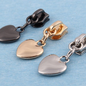 2-5-10 Pcs Head Zipper Slider Puller,38mm Metal Heart Zipper Pull,nylon ...