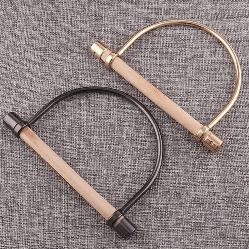 2 Pcs Metal Bag Handle Wood Polegun Metal/light Gold Arch - Etsy