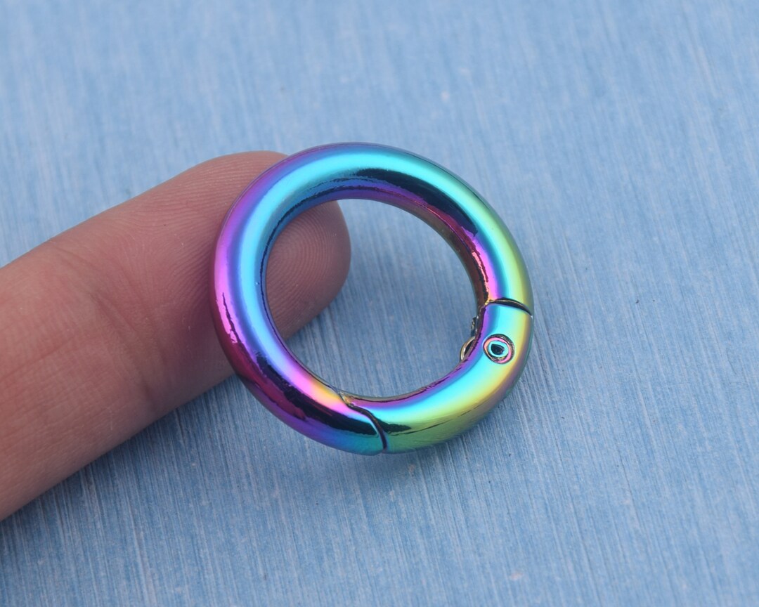 3/4" Rainbow Spring O Rings 19mm Metal Snap Hook Round Carabiner Circle ...
