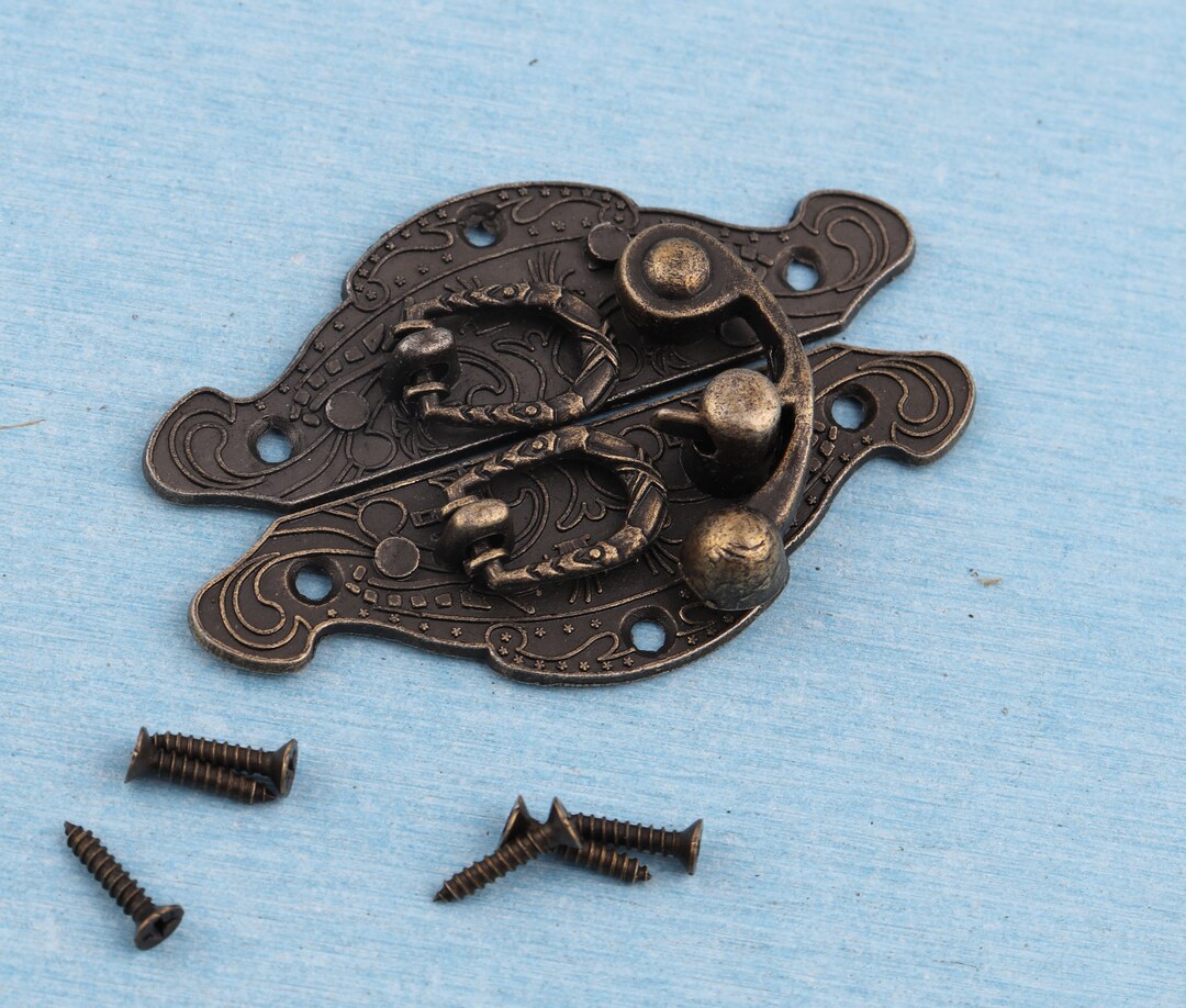 60*40mm Antique Brass Wooden Box Lock Latch Jewelry Box Catches and ...