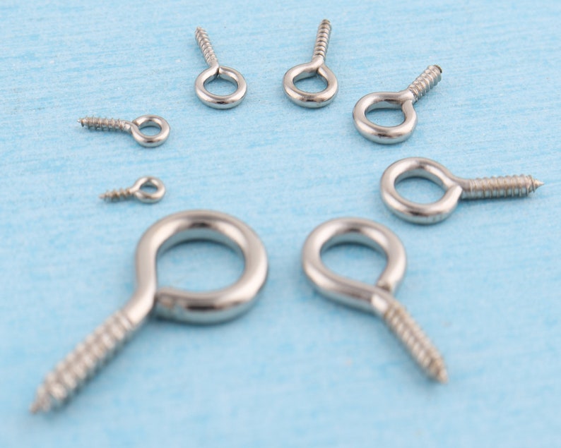 Silver Eye Hook Screwsmuliti Size Stainless Iron Loop Screws - Etsy