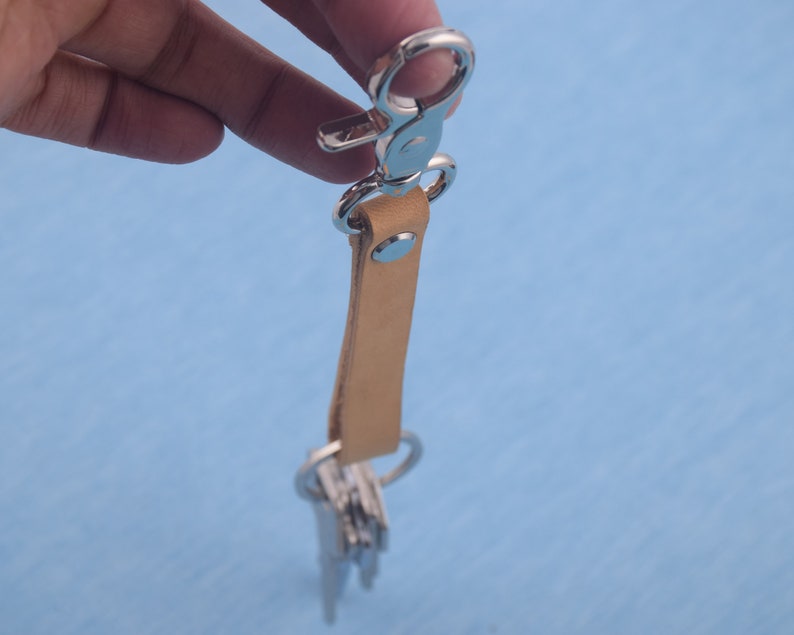 160mm length leather key fob with swivel snap claspleather | Etsy