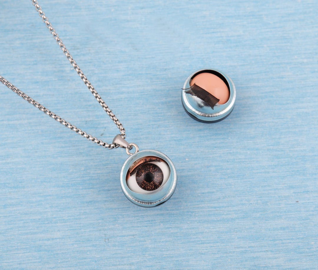 Blinking Doll Eye Necklace: Moving Eyes, Stainless Steel, 20mm - Etsy