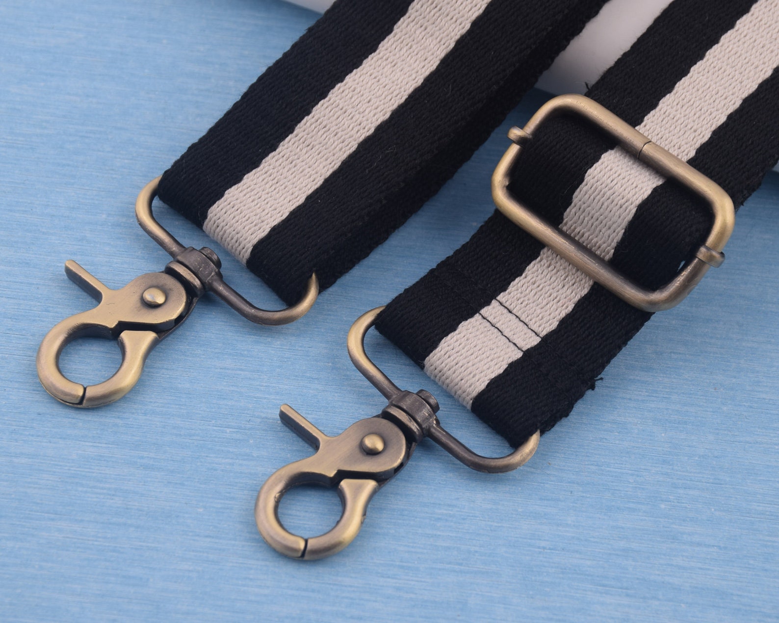 38mm Width Custom Black White Striped Adjuster Single Bag - Etsy