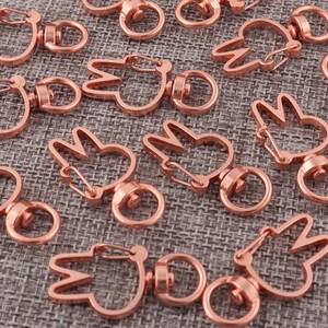 Rose Gold Rabbit Head Swivel Hooks Cute Carabiner Snap Buckles Lobster ...