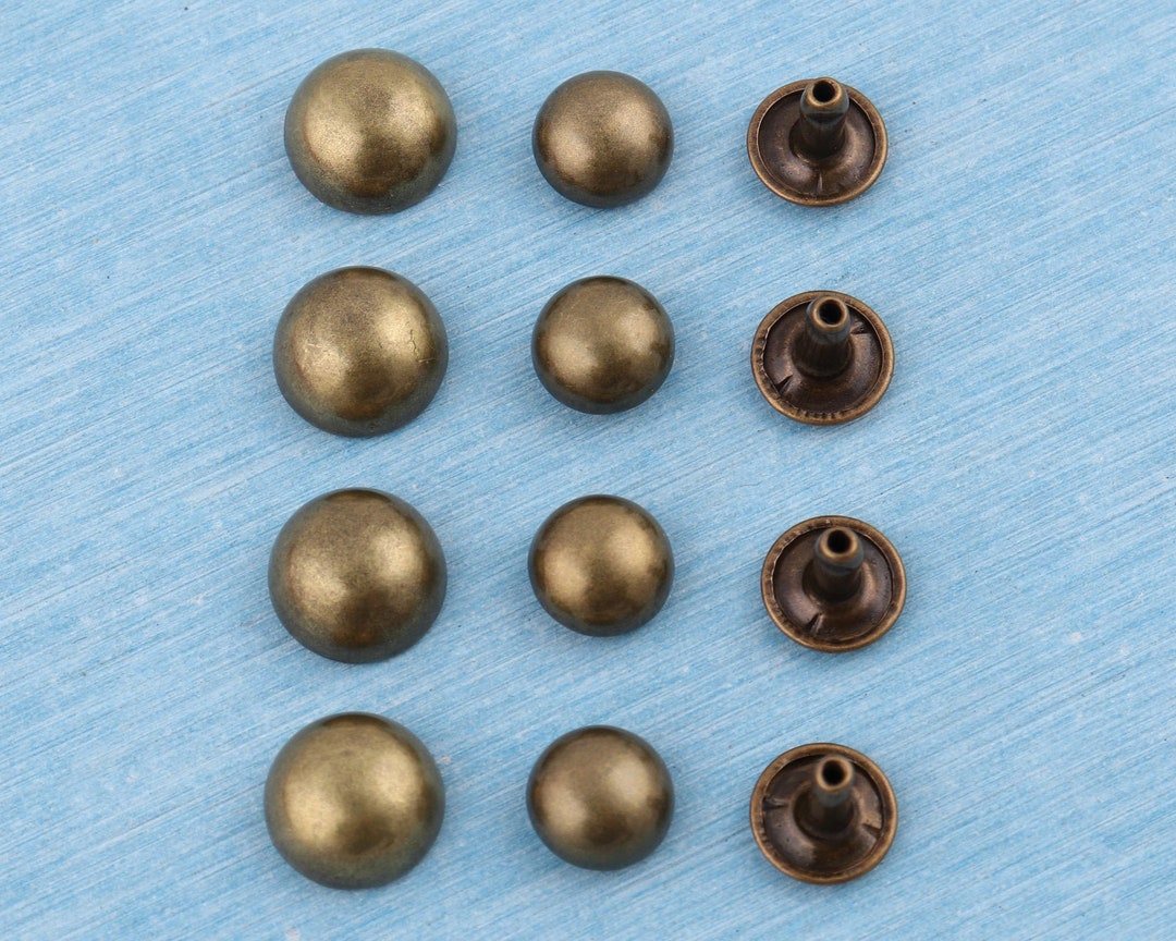 100pcs 12mm/10mm Mushroom Dome Rivets,antique Brass Double Cap Round ...
