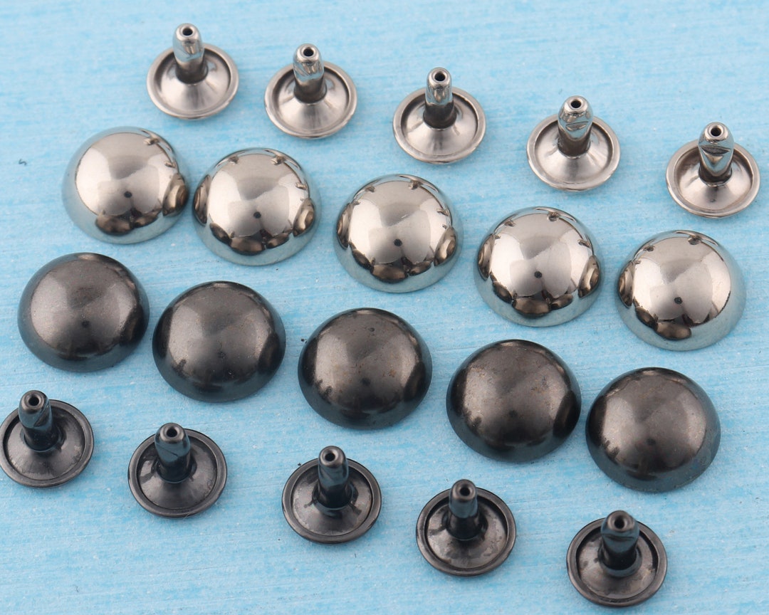 12mm Mushroom Dome Rivets: Gunmetal Black & Silver, Leather Crafts (100 ...