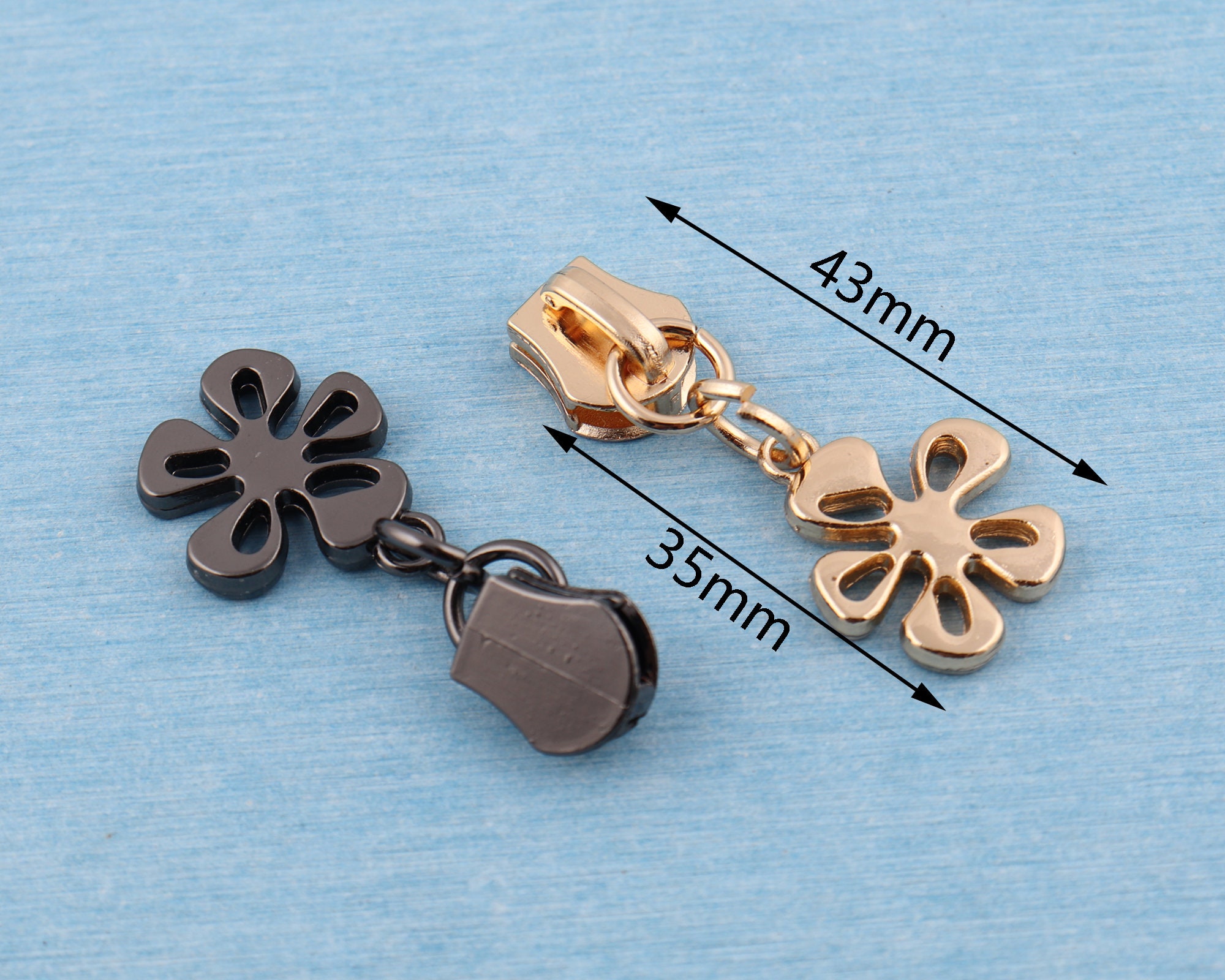 2-5-10 Pcs Head Zipper Slider Puller43mm Metal Flower Zipper - Etsy