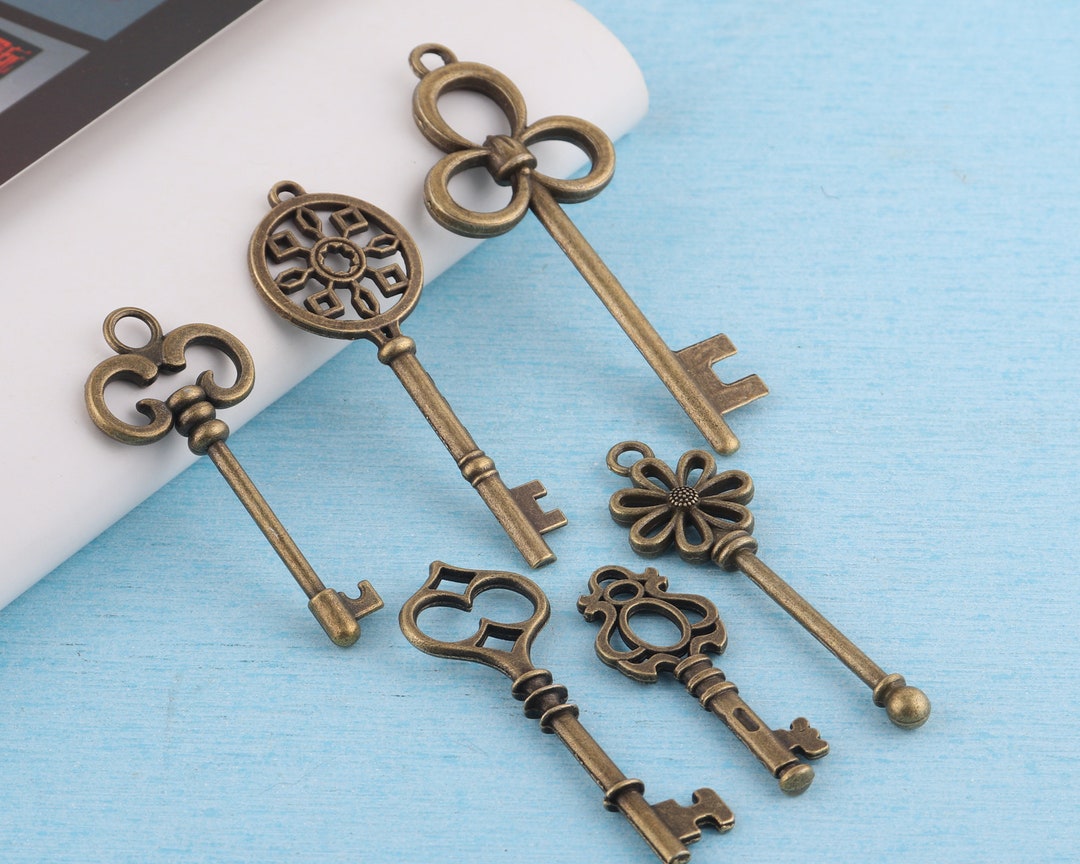 A Set of 6 Keys Multiple Styles Creative Retro Bronze Accessories ...