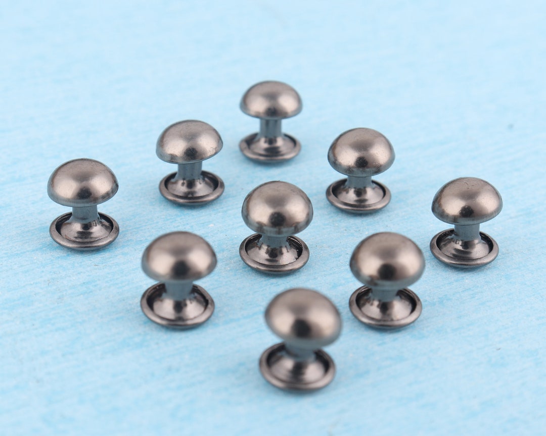 100 Sets Black Mushroom Dome Rivets: 8mm Double Cap Metal Rivets - Etsy