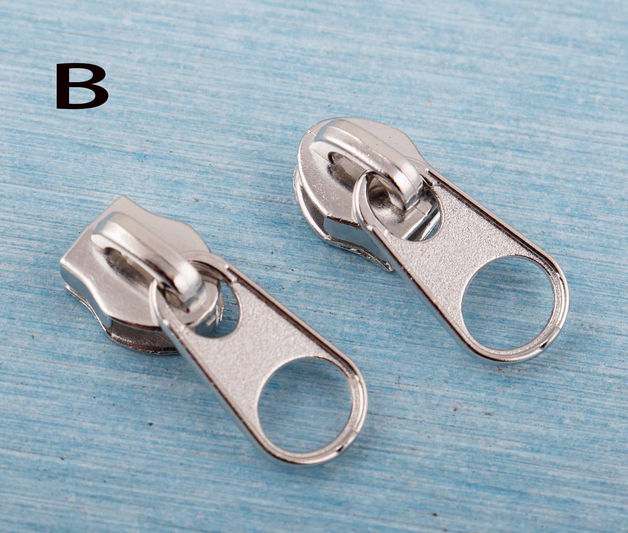 Meatl Head Zipper Slider Puller Metal Zipper Pull 5# Nylon Coil Zip ...