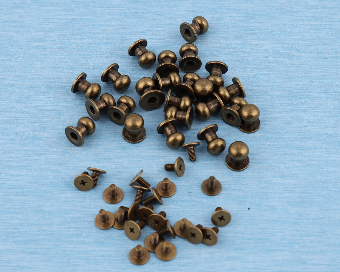 30sets Screw Rivets 4mm Antique Brass Metal Button Screw Back - Etsy