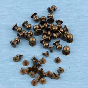 30sets Screw Rivets 4mm Antique Brass Metal Button Screw Back Studs ...