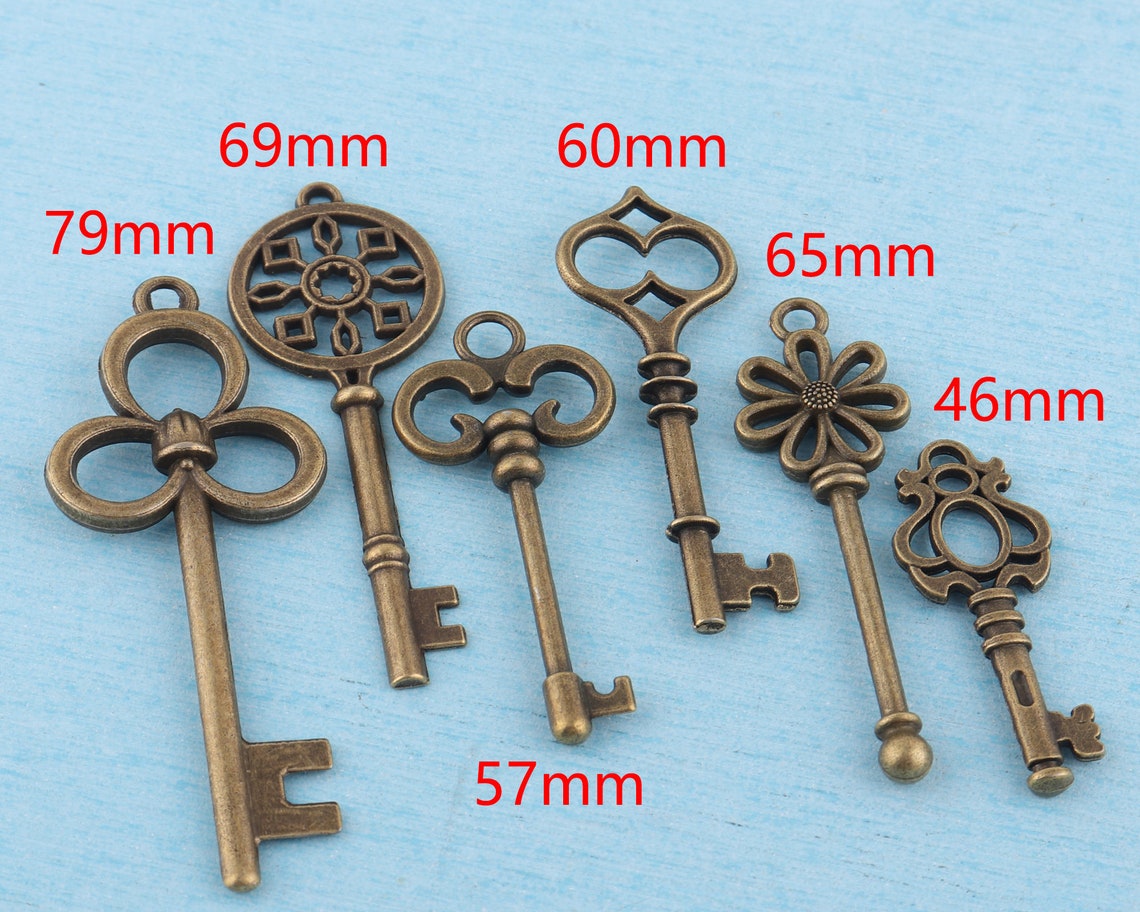 A Set of 6 Keys Multiple Styles Creative Retro Bronze | Etsy