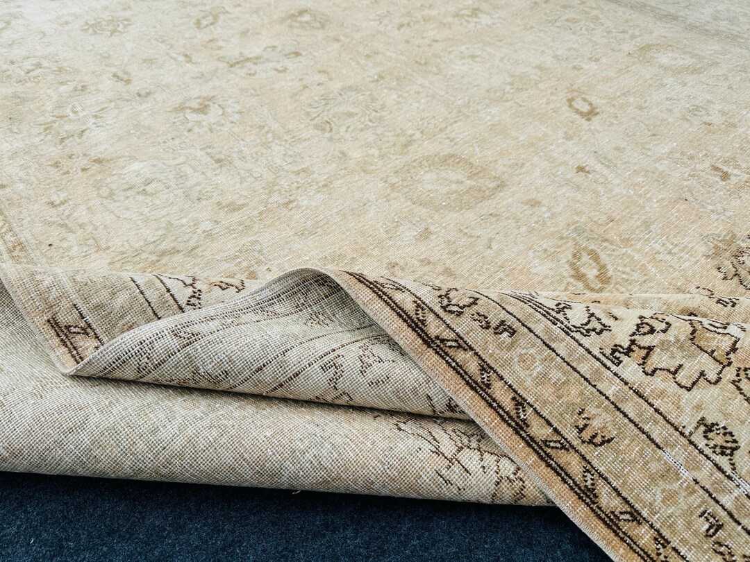9x12 Beige Rugs, Large Turkish Rug, Handmade Vintage Rug, Natural Tug ...
