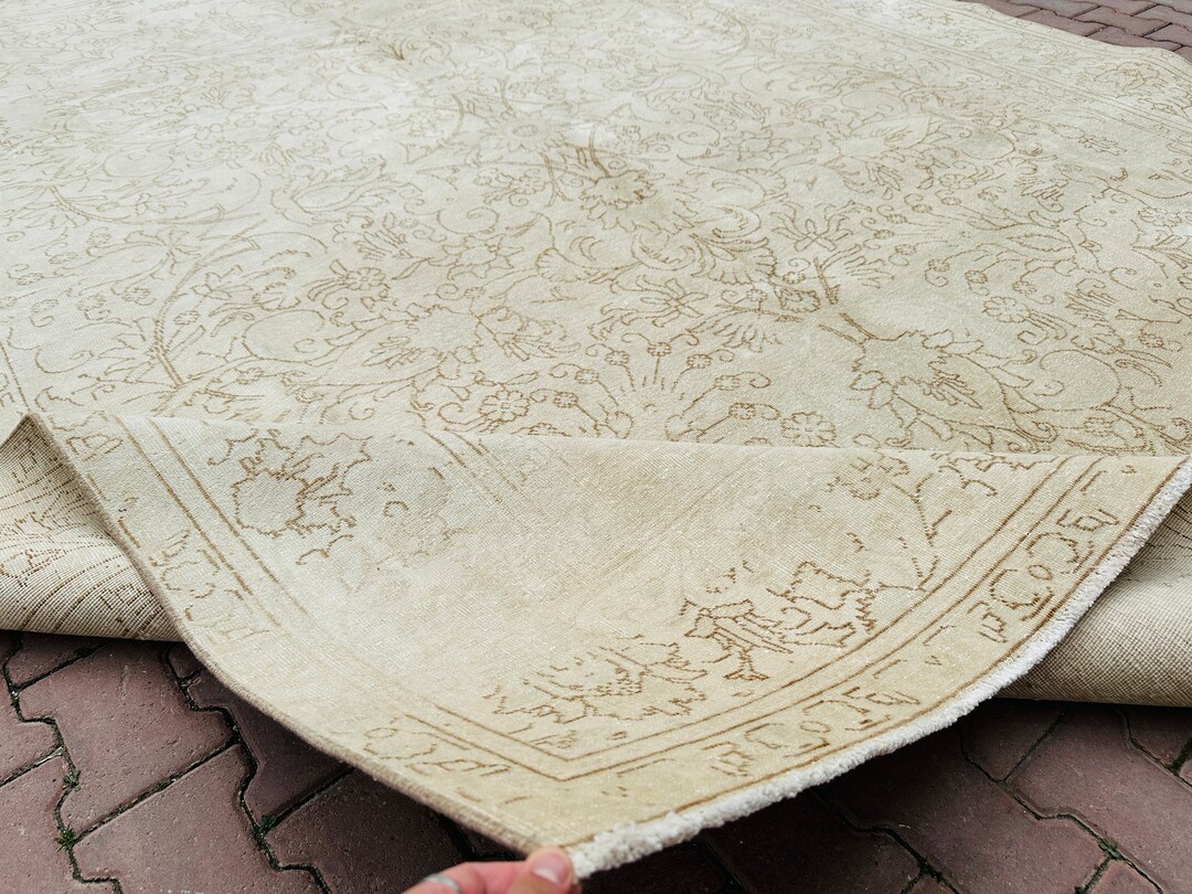 10x12 Neutral Large Rug, 10x12 Vintage Rug, Large Oushak Rug, Beige ...