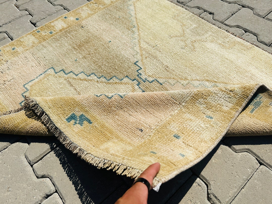 2x3 Turkish Rug, Faded Beige Green Turkish Door Mat, 2x3 Vintage Rug ...