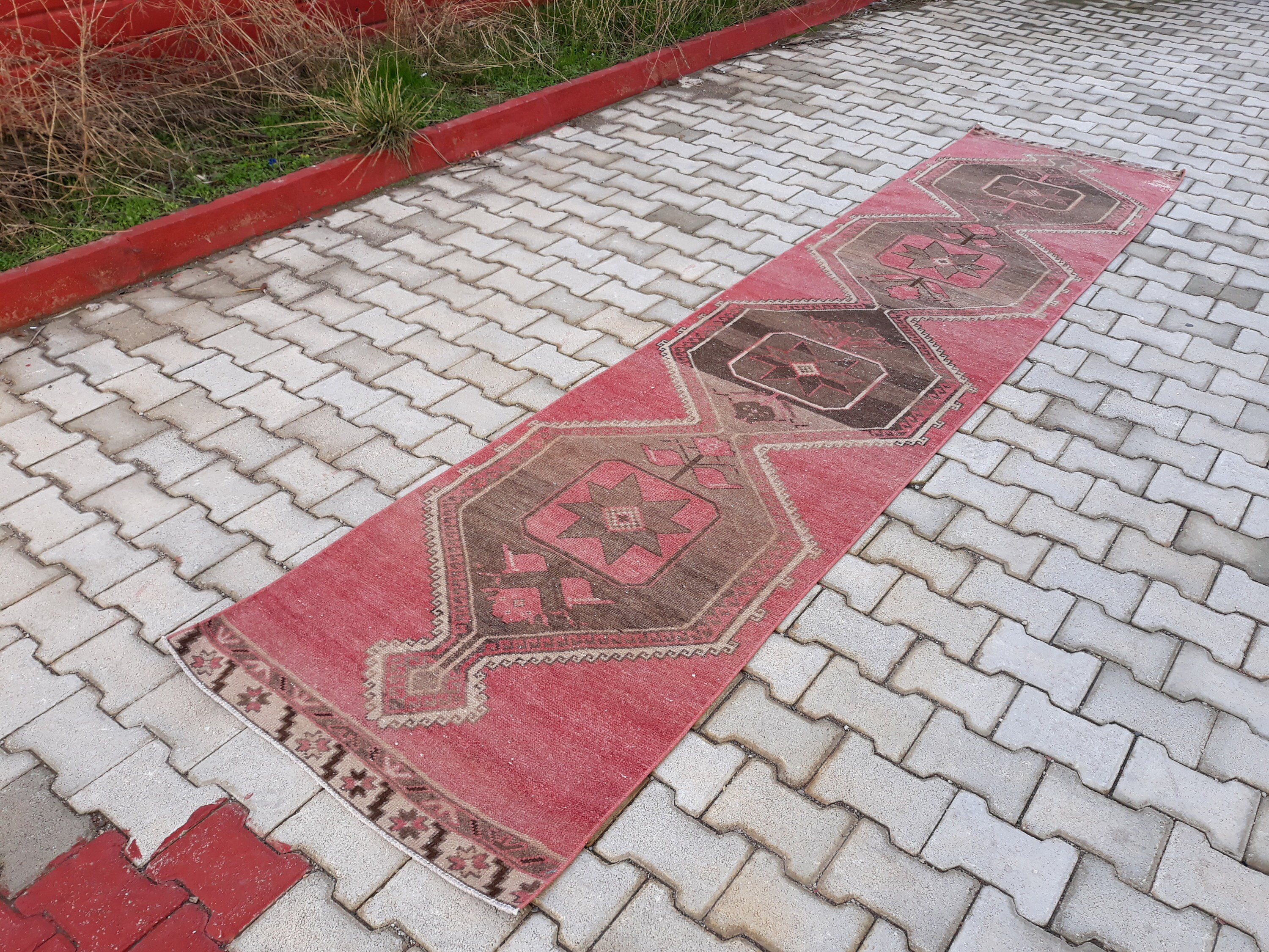 Pink Extra Long 2.7X12.4 Ft Runner Rug Pale Mocha Pink Wool | Etsy