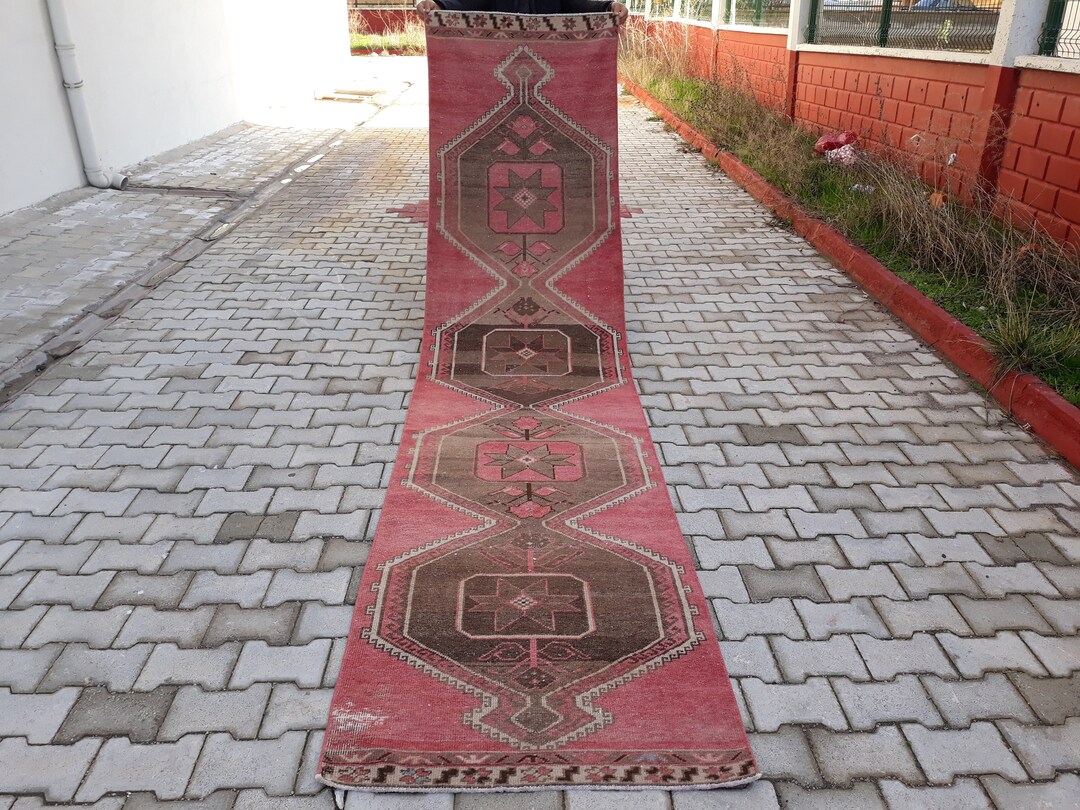 Pink Extra Long 2.7X12.4 Ft Runner Rug Pale Mocha Pink Wool - Etsy