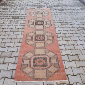 Vintage Area 2.7x9.4 Runner Rug Traditional Tribal Geometric Medallion ...