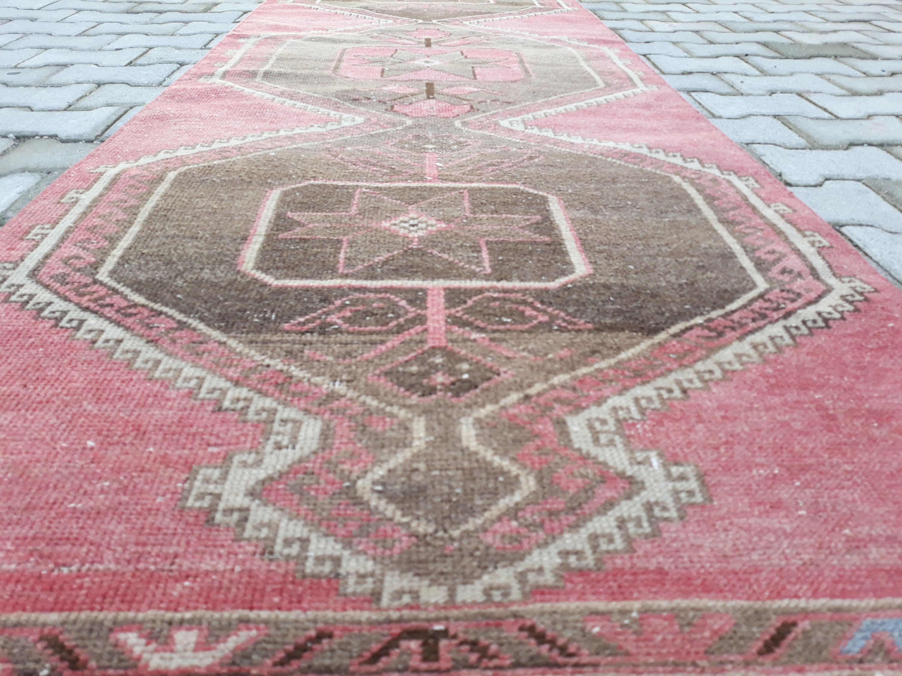 Pink Extra Long 2.7X12.4 Ft Runner Rug Pale Mocha Pink Wool - Etsy
