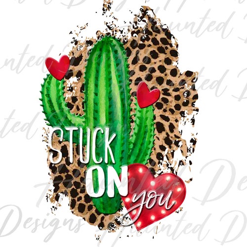 Stuck on You Cactus Hearts PNG JPG Sublimation Design - Etsy