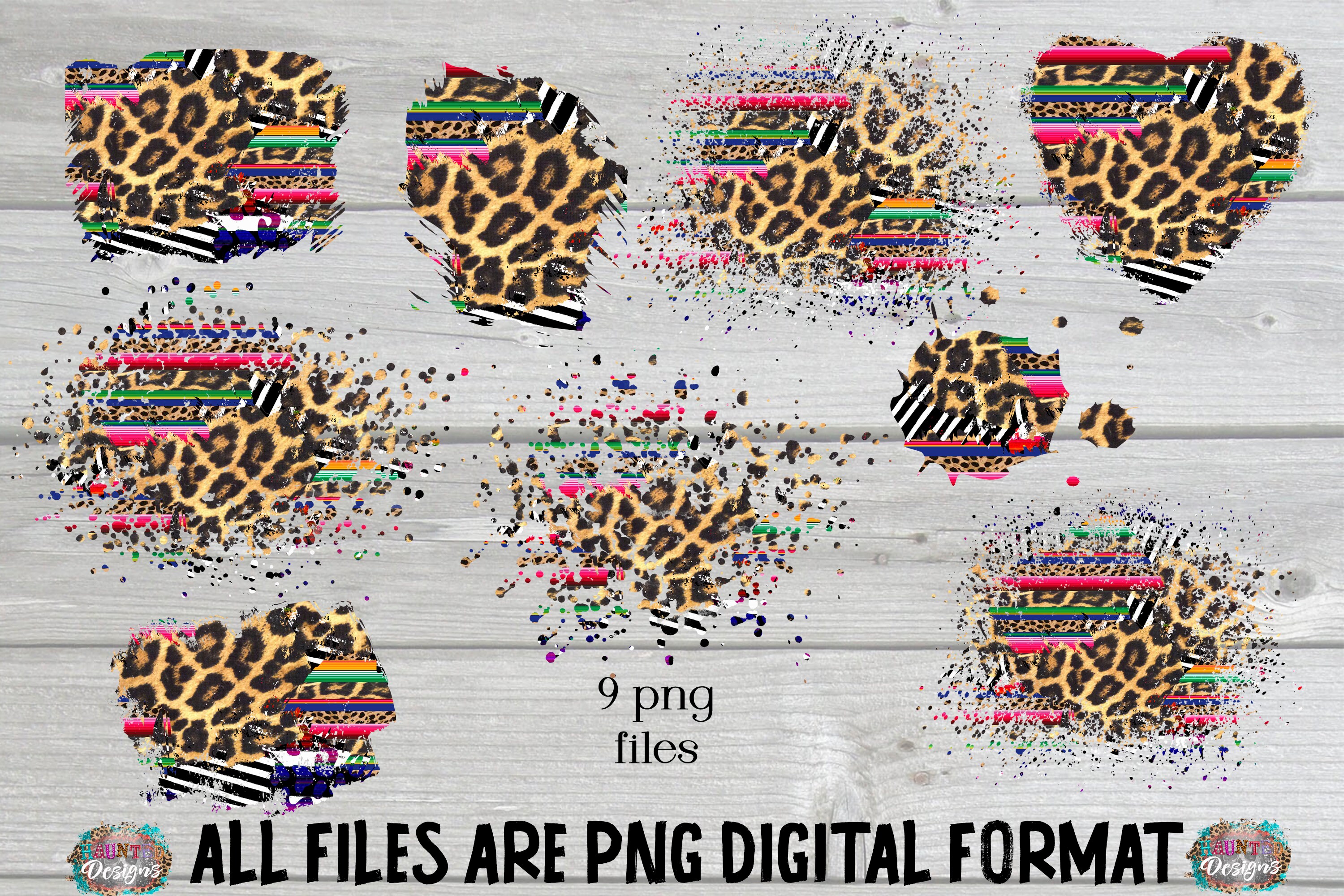 Trashy Cheetah Bleach Patch Splat Background Bundle Sublimation Design ...