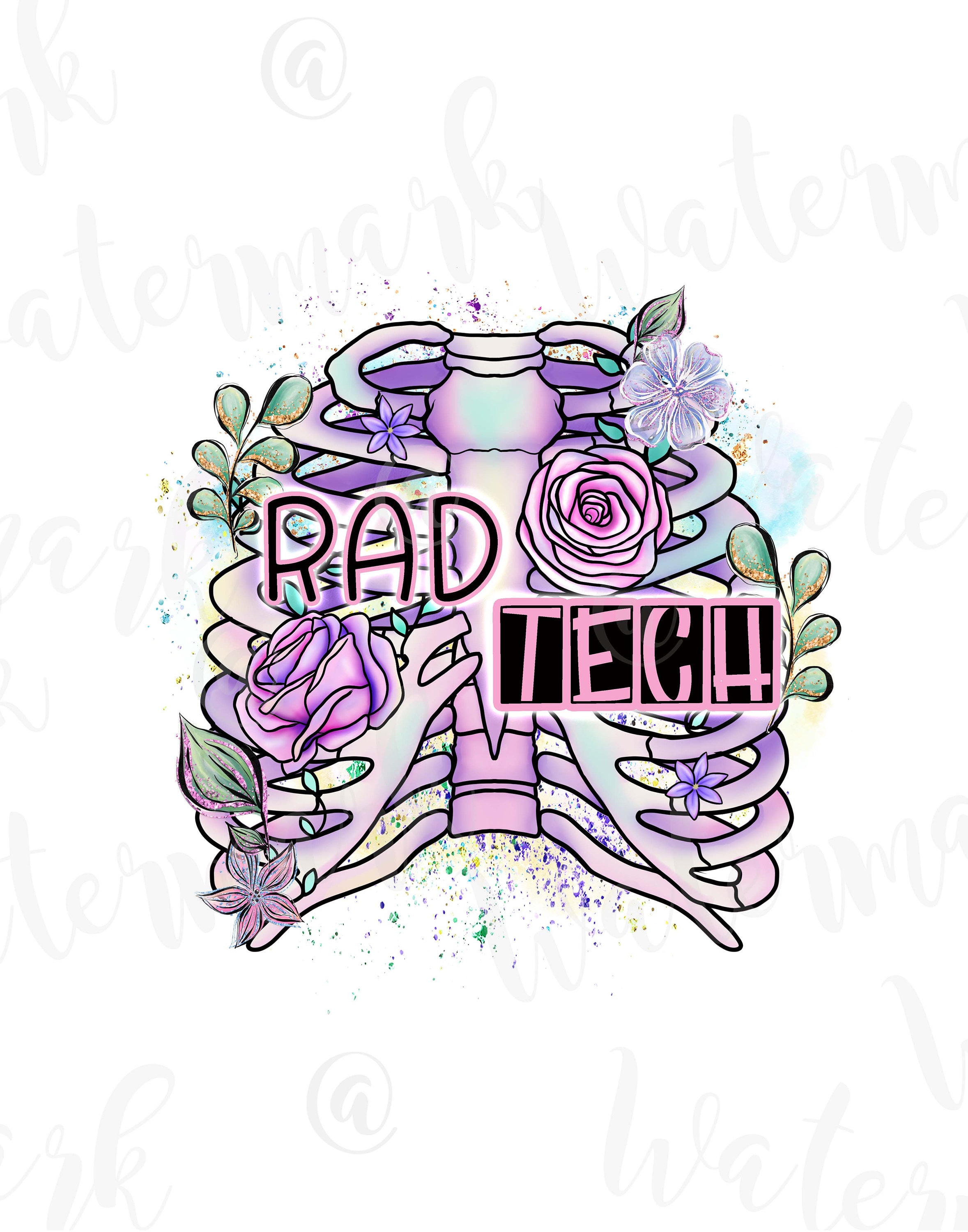 Rib Cage RAD Tech Clip Art Flower Design PNG Craft Clip Art - Etsy