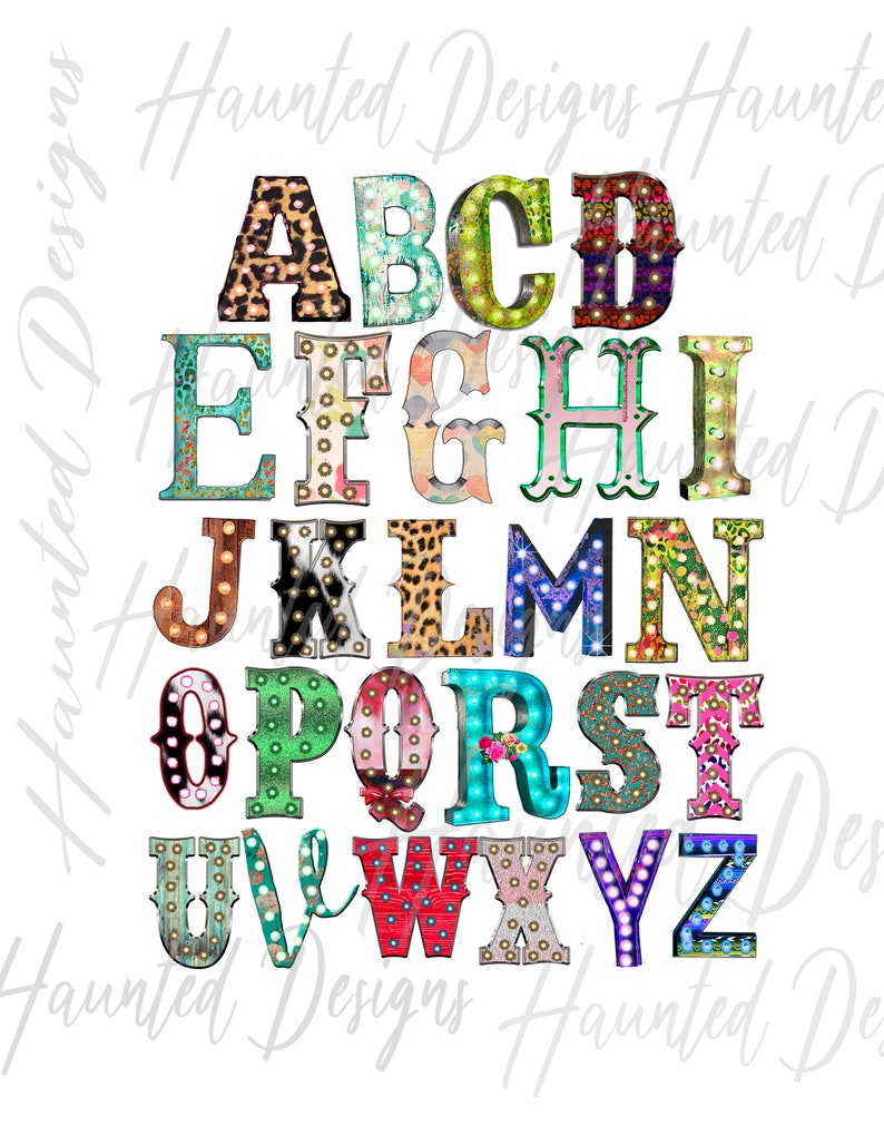 Funky Marquee Alphabet Letter A-Z PNG Sublimation Design - Etsy Singapore