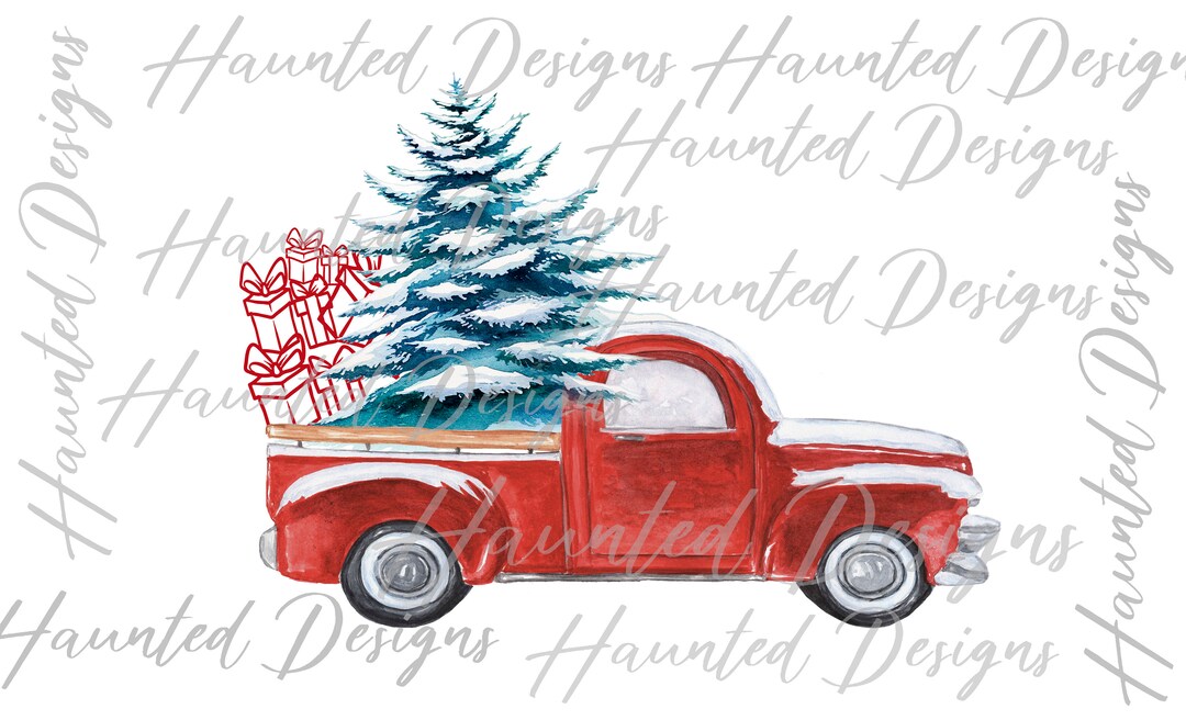 Christmas Tree Red Truck Sublimation Design PNG Clipart Craft, Digital ...