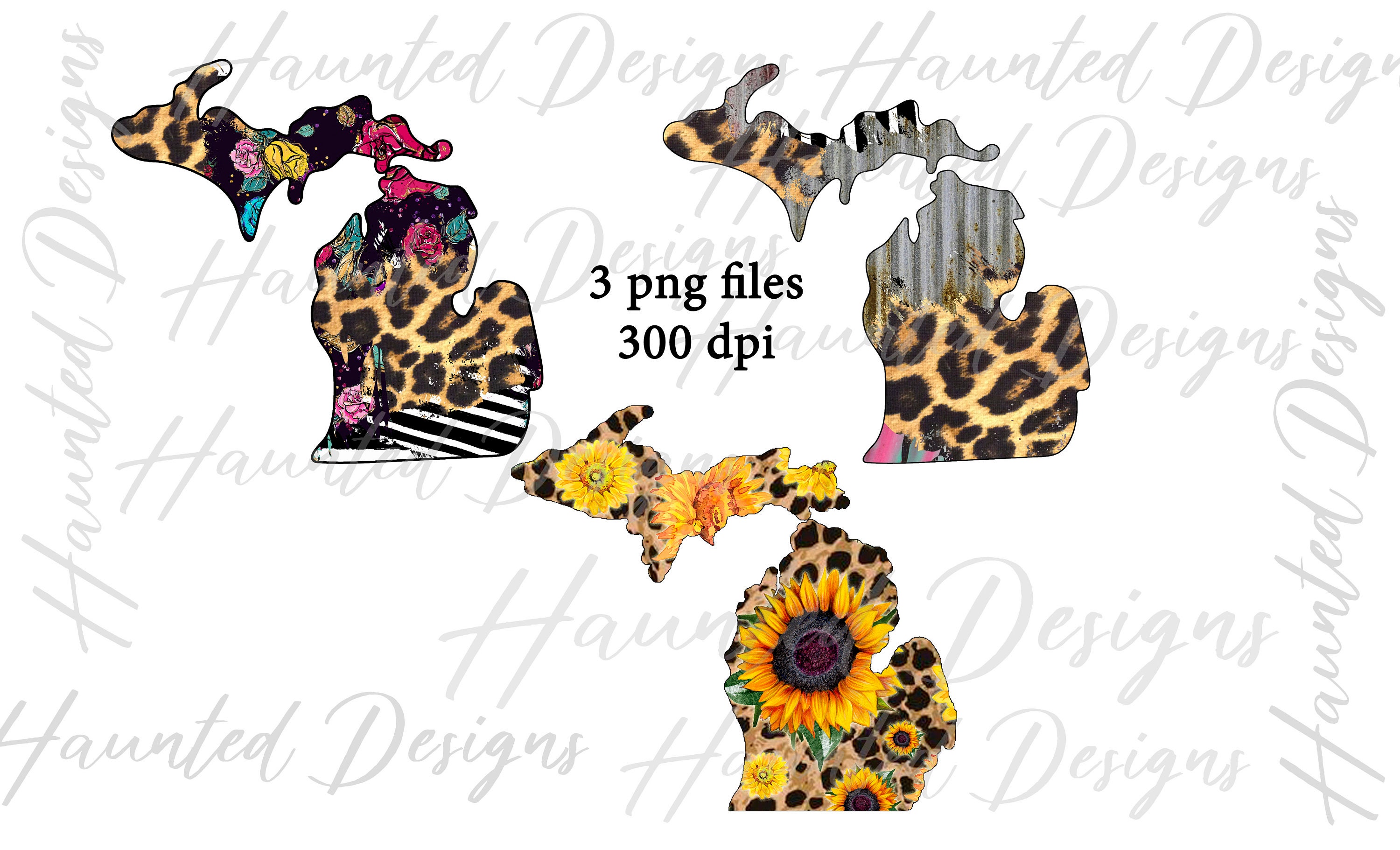 Michigan Cheetah Sunflower State Silhouette PNG, Sublimation Design ...